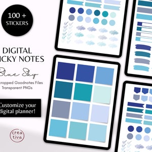 100+ Digital Sticky Notes Set | 12 Blue Sky Ocean Teal Colors ...