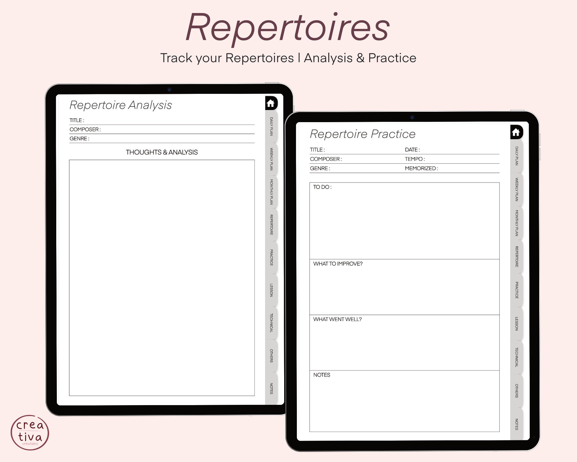 Digital Music Practice Planner New Goodnotes Hyperlinked iPad Digital ...