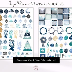 300+ Winter Digital Planner Sticker Set Icy Blue | December January ...