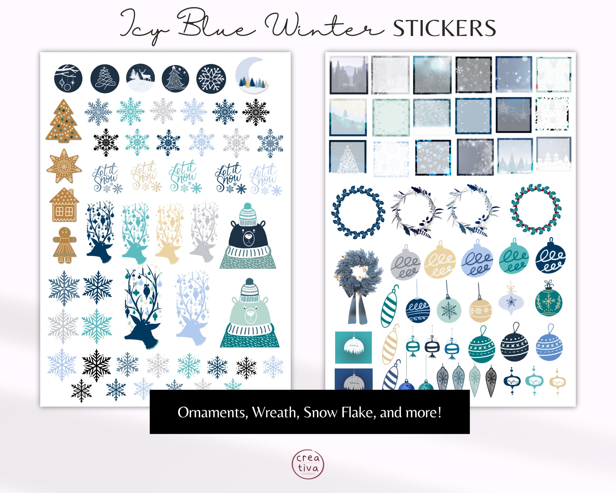 300 Winter Digital Sticker Icy Blue December Stickers January Stickers ...