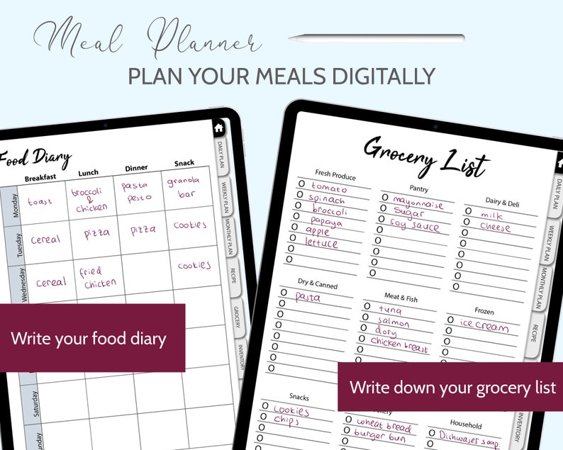 Digital Meal Planner Hyperlinked Goodnotes iPad Digital - Etsy