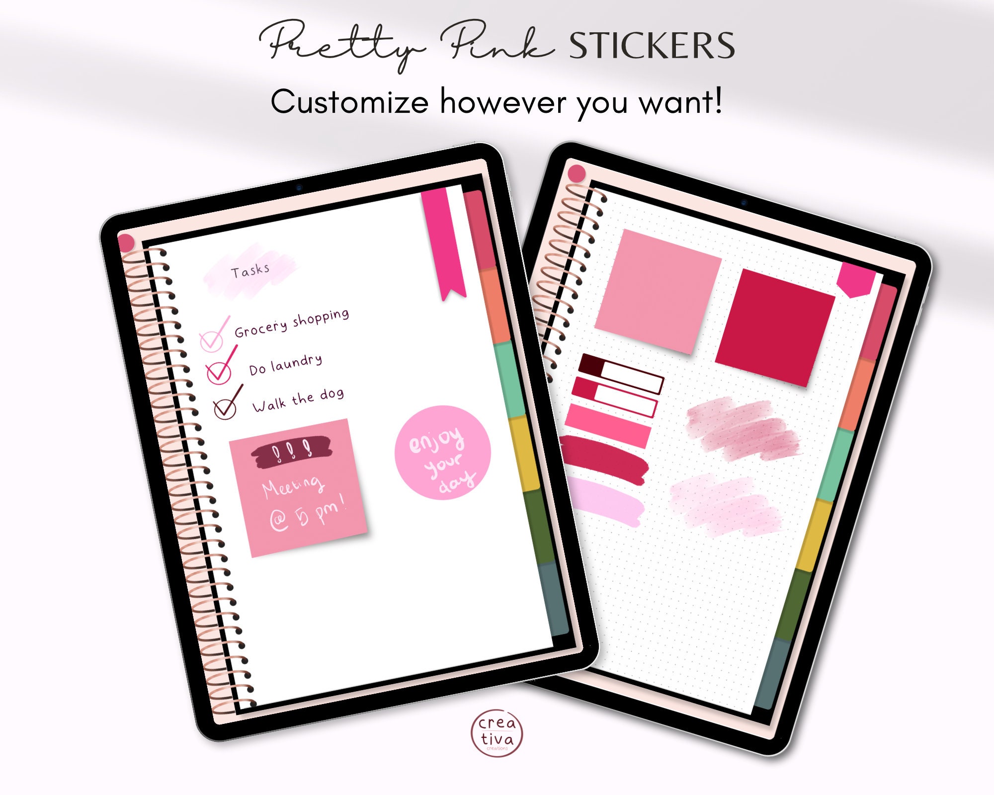 100 Digital Sticky Notes Set 12 Pretty Pink Colors Precropped Goodnotes ...