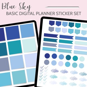 100 Digital Sticky Notes Set 12 Blue Sky Ocean Teal Colors - Etsy