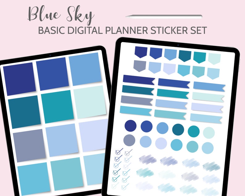 100 Digital Sticky Notes Set 12 Blue Sky Ocean Teal Colors - Etsy