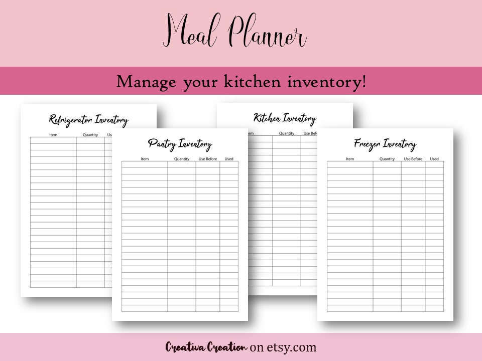 Meal Planner Printable Grocery List Recipe Book Kitchen - Etsy Canada