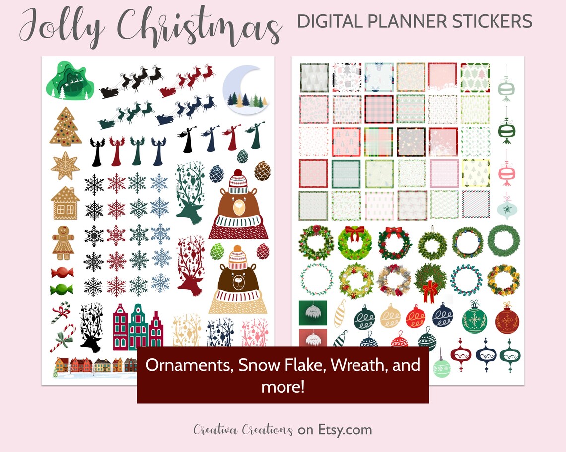 400 Jolly Christmas Digital Planner Sticker Set Icy - Etsy