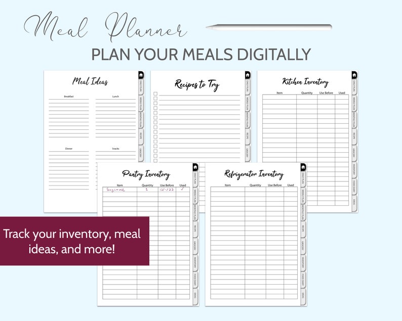 Digital Meal Planner Hyperlinked Goodnotes iPad Digital - Etsy