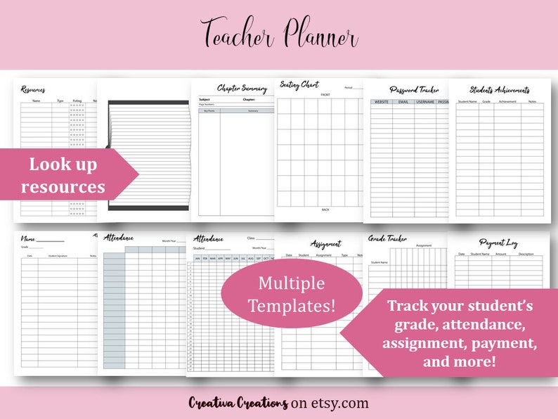 Teacher Planner Printable Teaching Journal Classroom & - Etsy