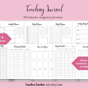 Teacher Planner Printable Teaching Journal Classroom & Private Teacher ...