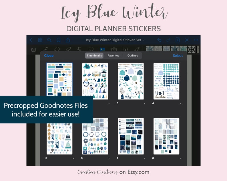 300 Winter Digital Planner Sticker Set Icy Blue December - Etsy
