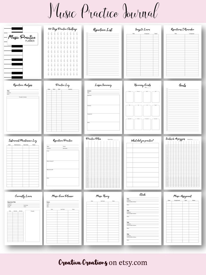 Music Practice Planner Printable Musician Journal Piano | Etsy