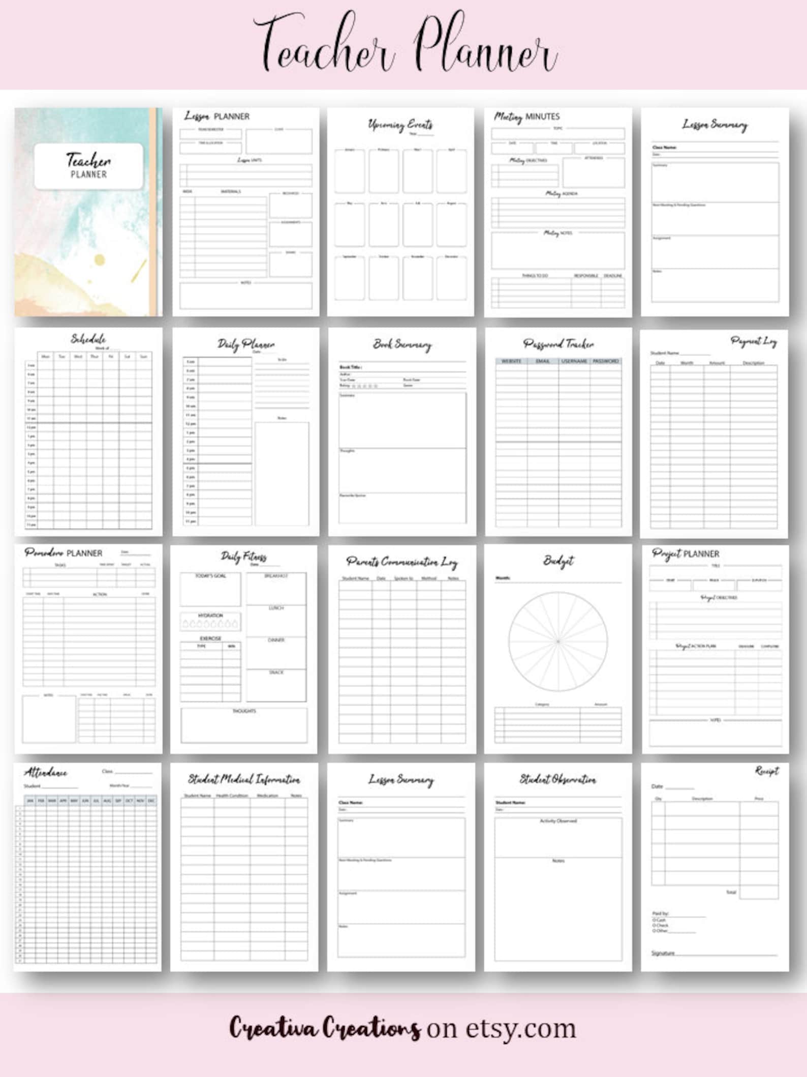 Teacher Planner Printable Teaching Journal Classroom & - Etsy Australia
