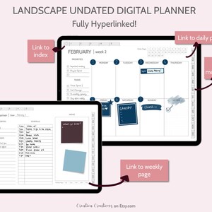 2021 Undated Digital Planner Landscape for Goodnotes - Etsy