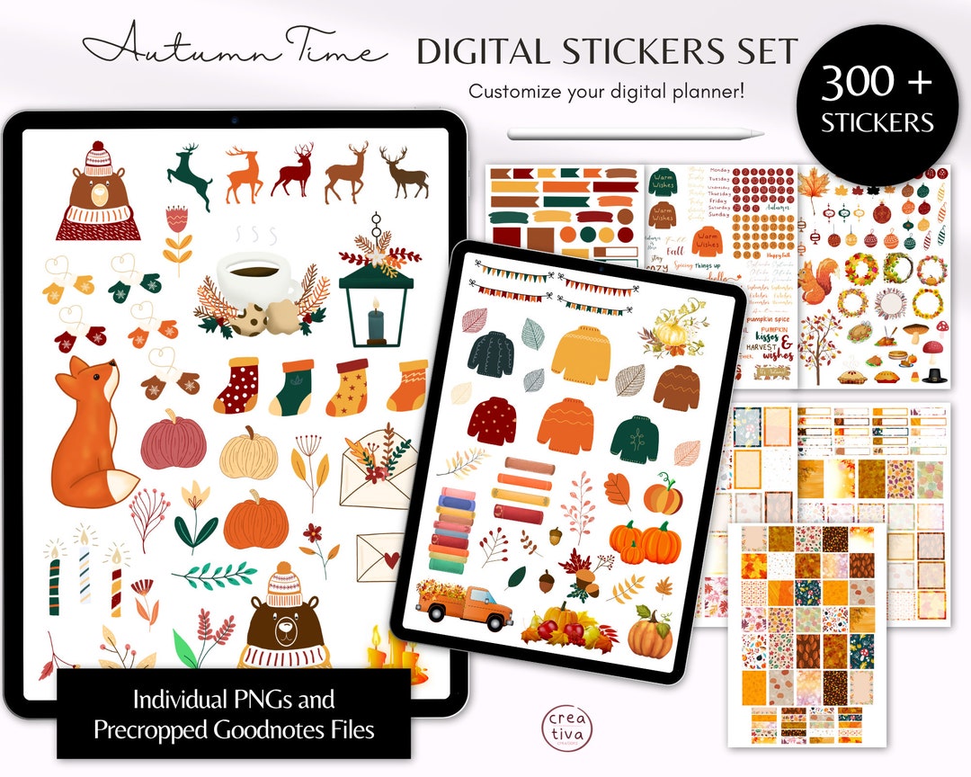300+ Autumn Time Digital Planner Sticker Set | September October ...
