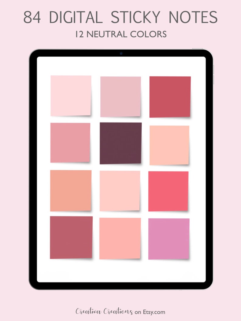 84 Digital Sticky Notes 12 Pink Neutral Color Precropped - Etsy