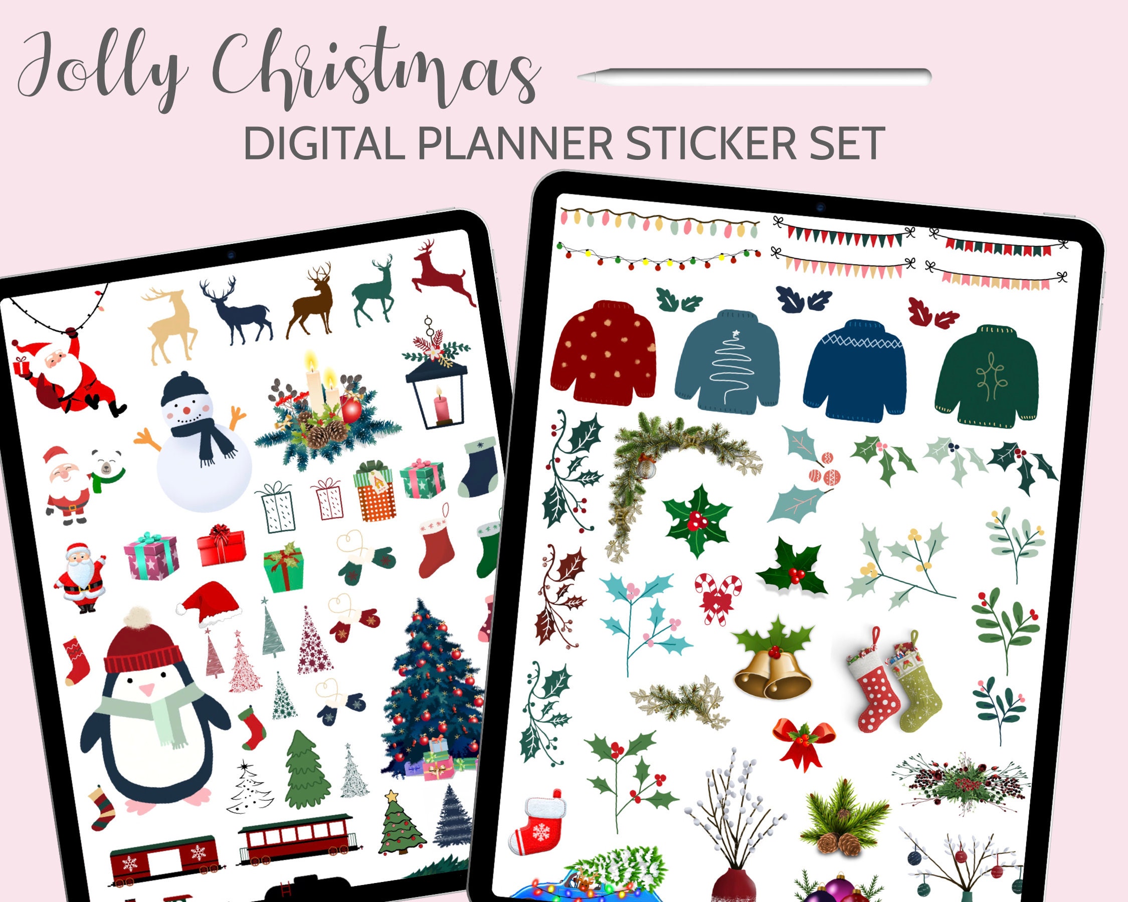 400 Jolly Christmas Digital Planner Sticker Set Icy - Etsy