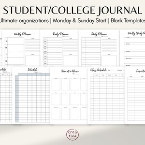 Student Planner Printable Academic Planner School College Organizer ...