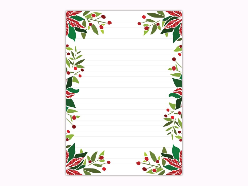 Christmas Lined Writing Paper Printable Stationery | 10 Designs | A4 ...