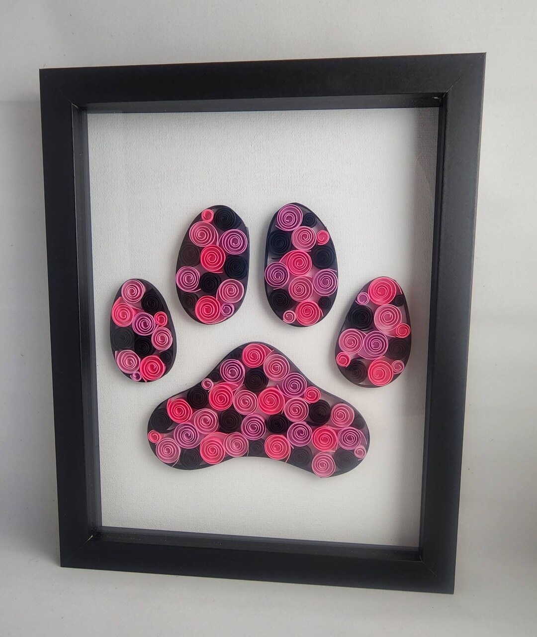 Paw Print Paper Art in a Glass Shadow Box. Perfect Gift for Dog Mom/dad ...