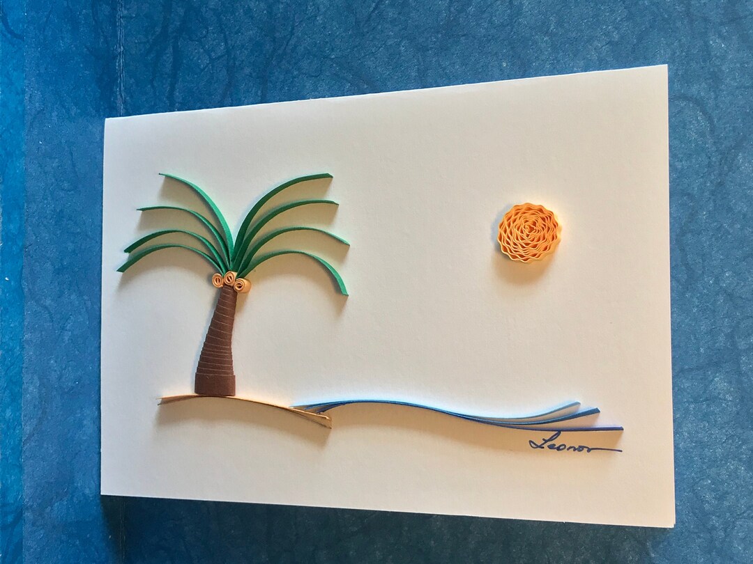 Palm Tree and Beach, Greeting Card for Any Occasion, 3mm Rolled or ...