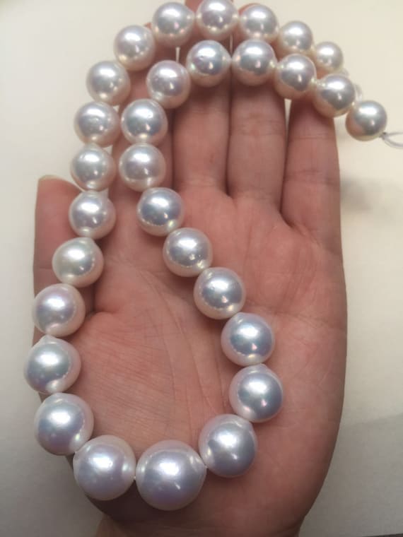 Freshwater Natural White Pearl Necklace/10-15mm | Etsy