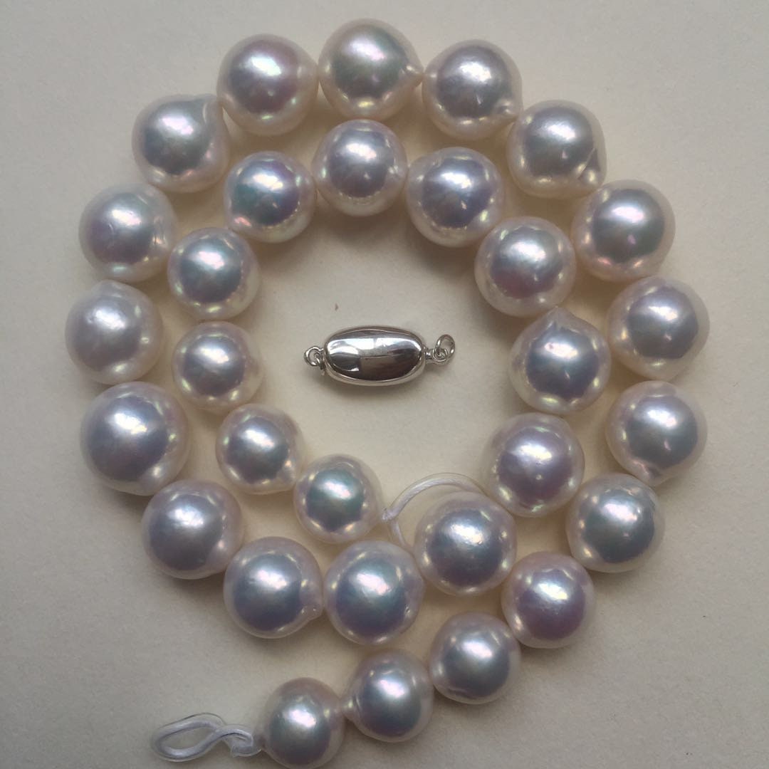 Freshwater Natural White Pearl Necklace/10-15mm - Etsy