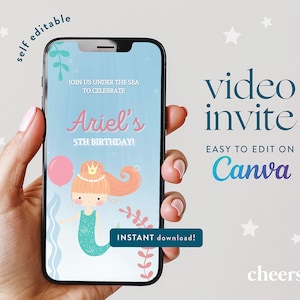 Mermaids SELF EDITABLE Video Invitation - Canva Template - Mermaids ...