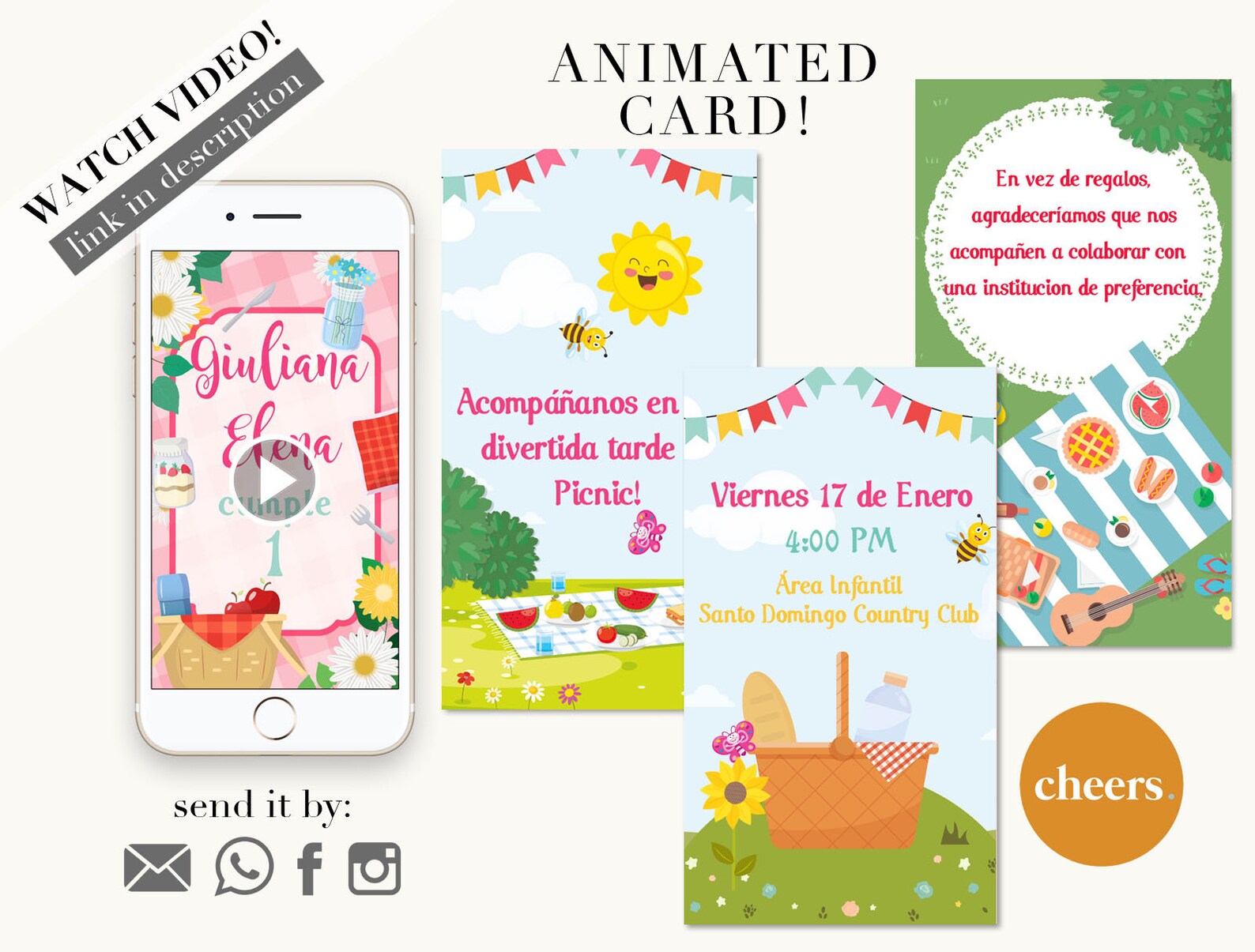 Picnic Party Animated Card - Etsy