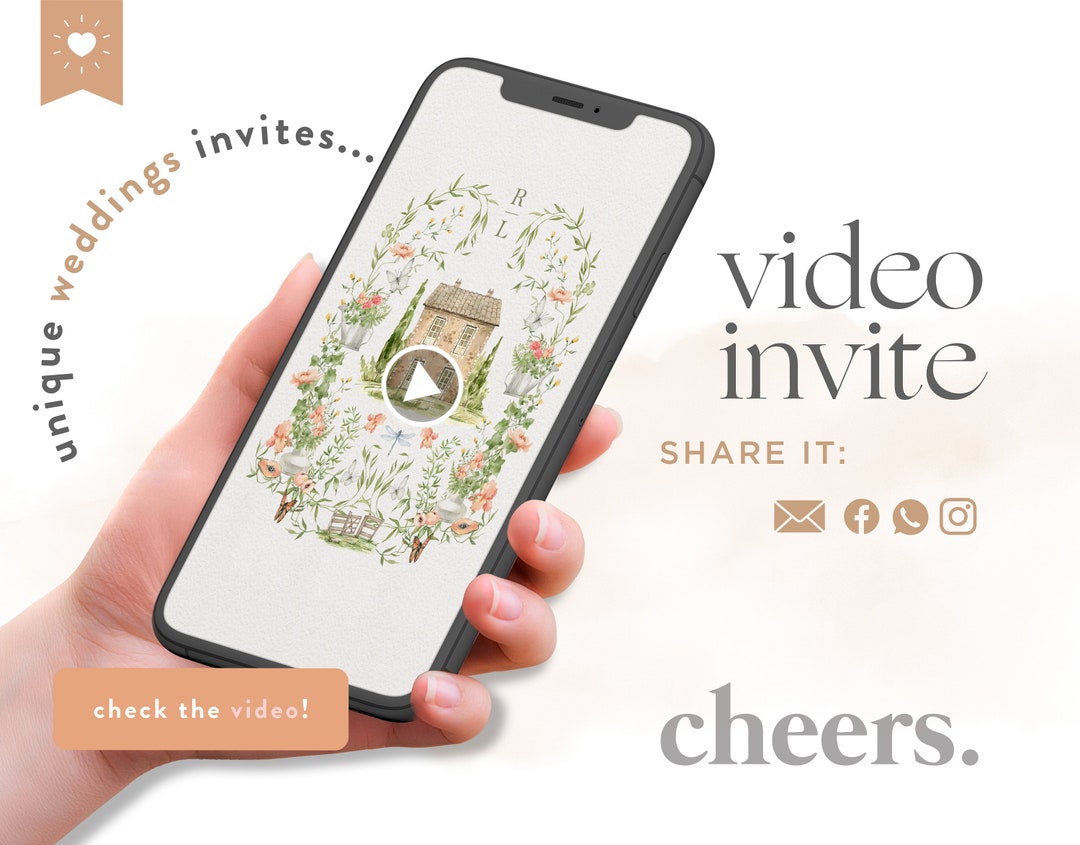 Cottage Core Romantic Wedding Invitation - Spring Wedding Invite ...