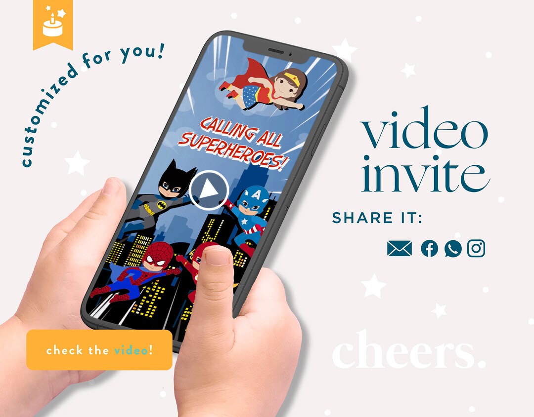 Superheroes Animated Invitation - Etsy