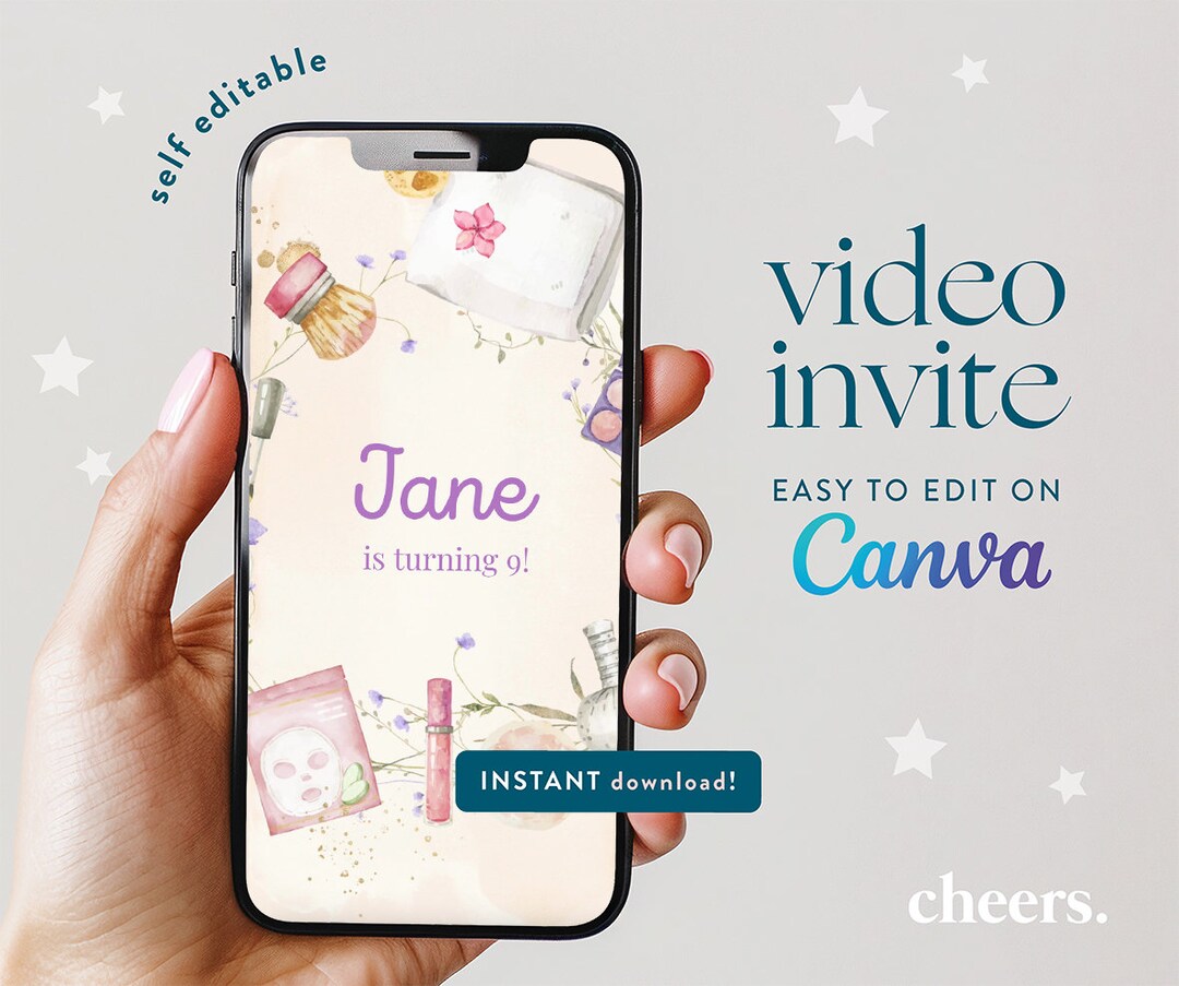 Spa Day SELF EDITABLE Video Invitation - Canva Template - Spa Party ...