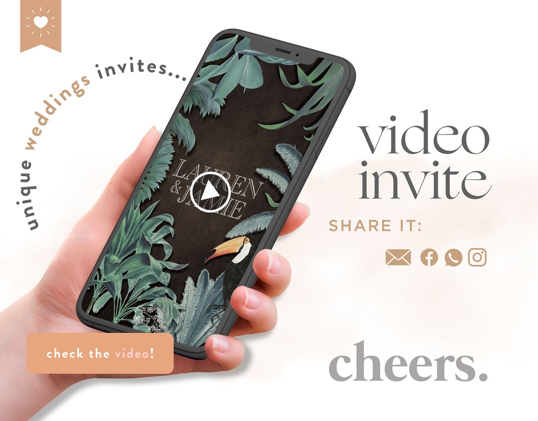 Tropical Wedding Animated Invitation. Destination Wedding Invitation ...