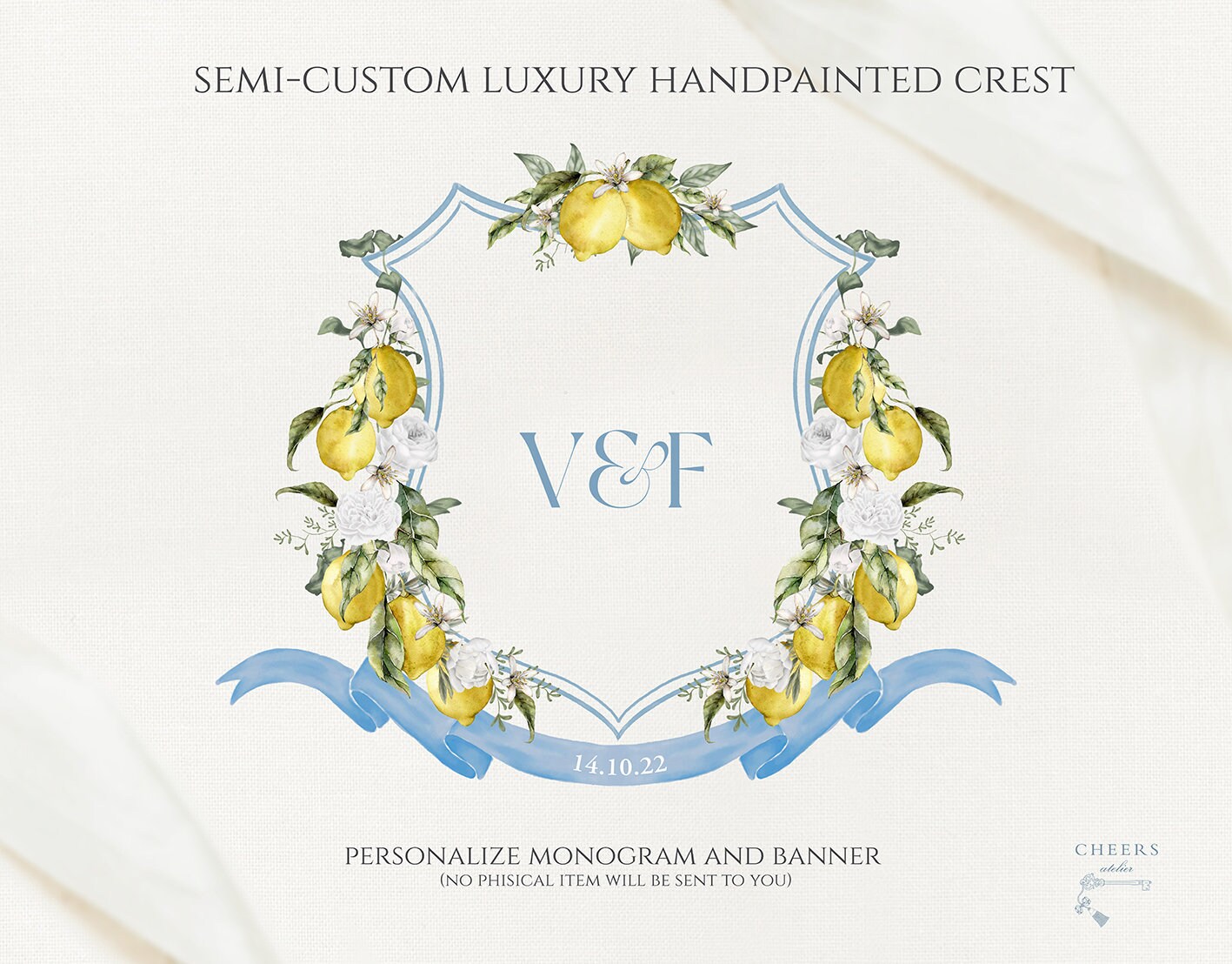Capri Amalfi Lemons Wedding Crest Monogram Crest Luxury - Etsy