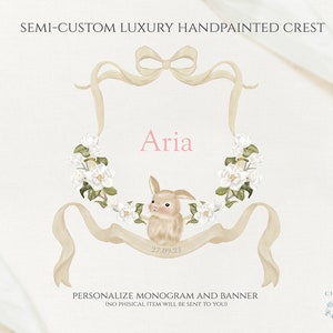 Baby Watercolor Crest Monogram Magnolia Crest Flowers Baby - Etsy