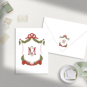 Christmas Crest - Monogram Crest - Luxury Watercolor Crest - Christmas ...