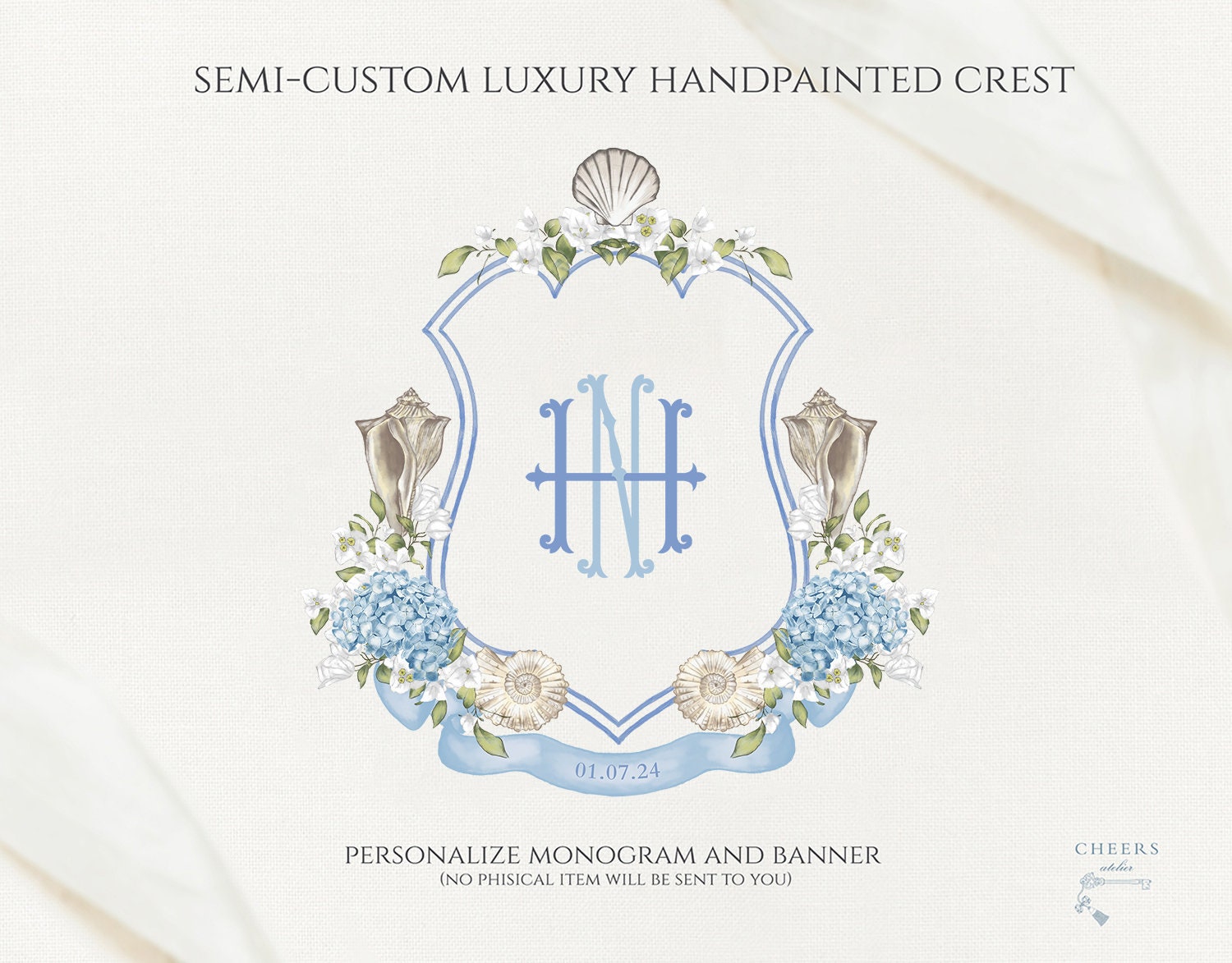 Beach Wedding Crest Ocean Sea Monogram Crest Luxury - Etsy