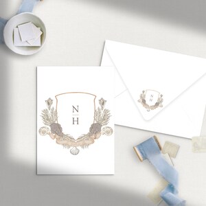 Beach Wedding Crest - Monogram Crest - Luxury Watercolor Ocean Crest ...
