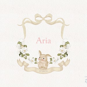 Baby Watercolor Crest Monogram - Magnolia Crest - Flowers Baby Crest ...