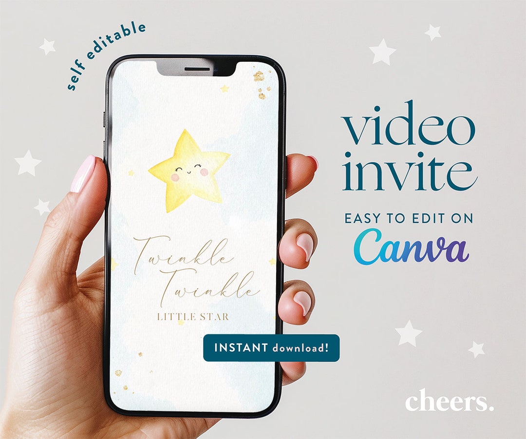 Twinkle Twinkle Little Star SELF EDITABLE Video Invitation - Canva ...