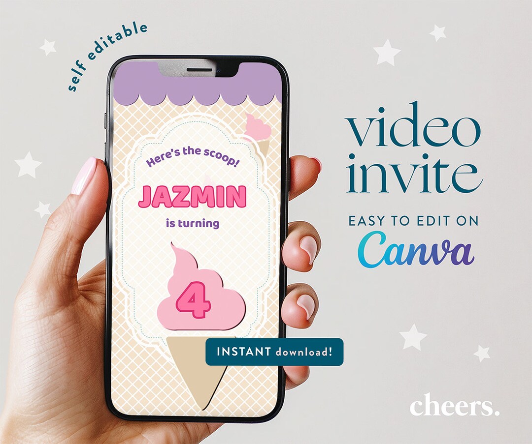 Ice Cream SELF EDITABLE Video Invitation - Cava Template - Animated Ice ...