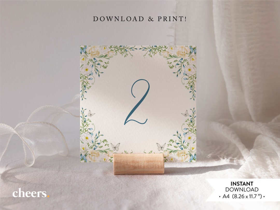 INSTANT DOWNLOAD Elegant Wedding Floral Table Numbers Classic Wedding ...