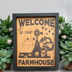 Rustic Farmhouse Welcome Sign Handcrafted Wood-burned Decor for Country ...