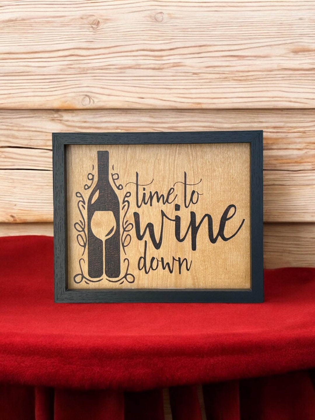 Handcrafted Rustic Wood-burned Wine Sign for Bar or Home Decor ...