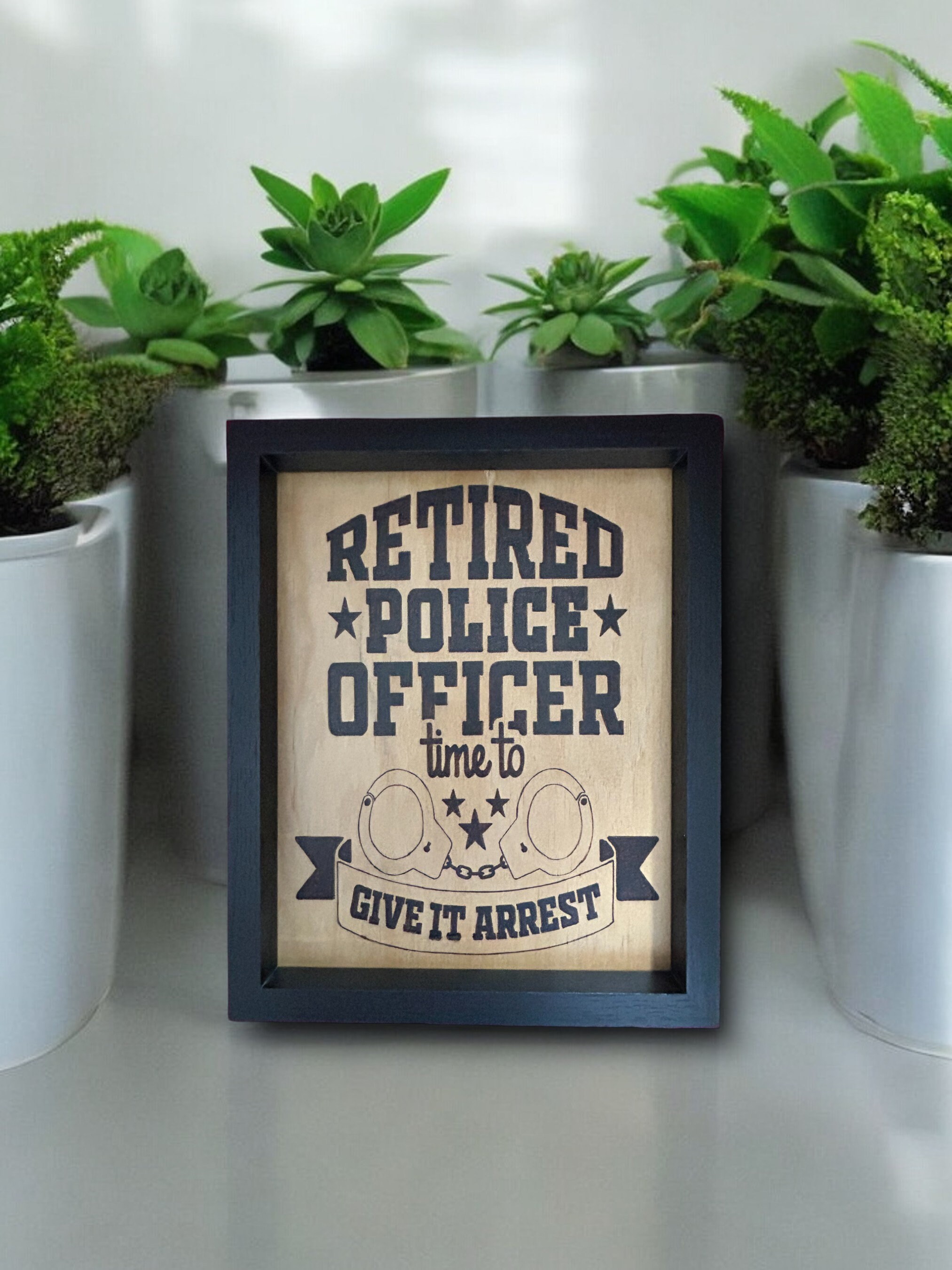 Custom Burned Wood Sign for Retired Police Officer - Personalized ...
