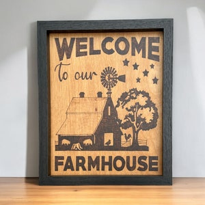 Rustic Farmhouse Welcome Sign Handcrafted Wood-burned Decor for Country ...