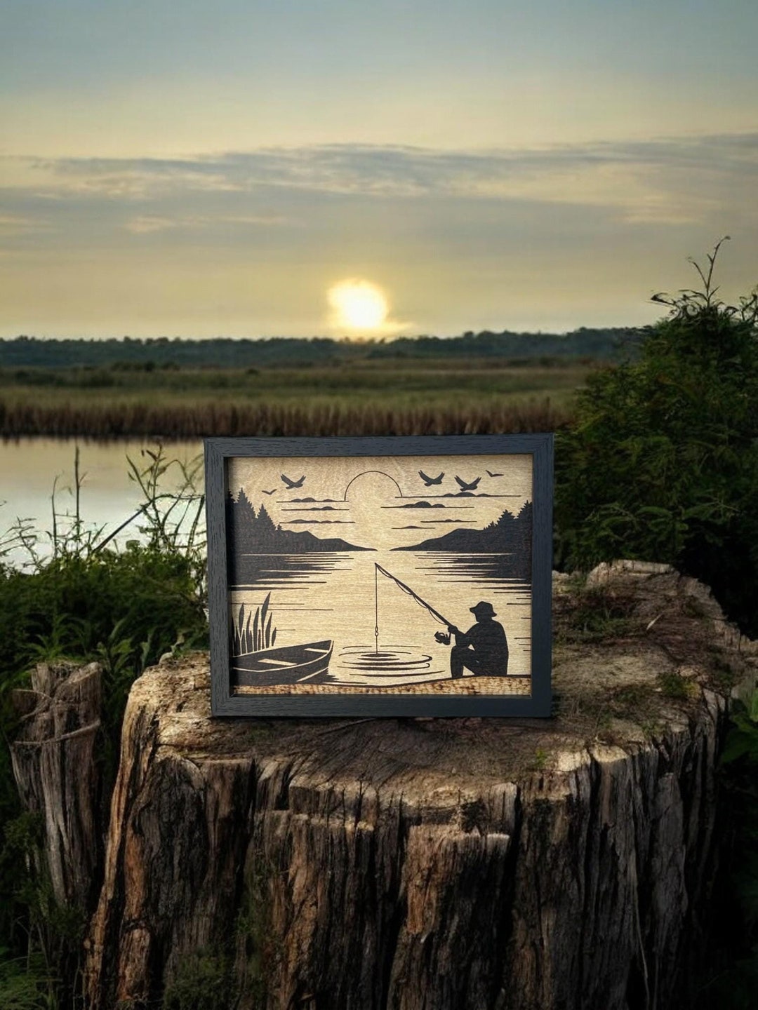 Handmade Rustic Wood Burned Scenic Fishing Sign for Cabin Wall Decor - Etsy