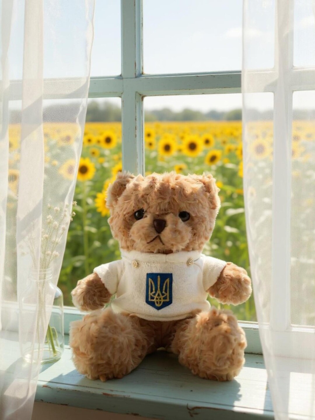 Ukrainian Teddy Bear With Tryzub Hoodie – 12” Plush Toy With Removable ...