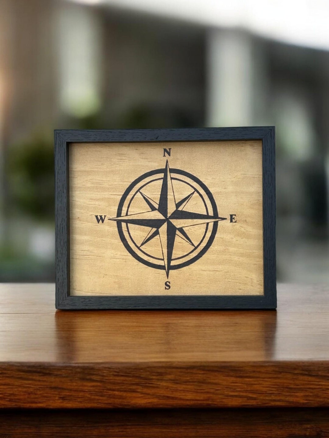 Handcrafted Wood-burned Compass Wall Art for Rustic Cabin Decor and ...