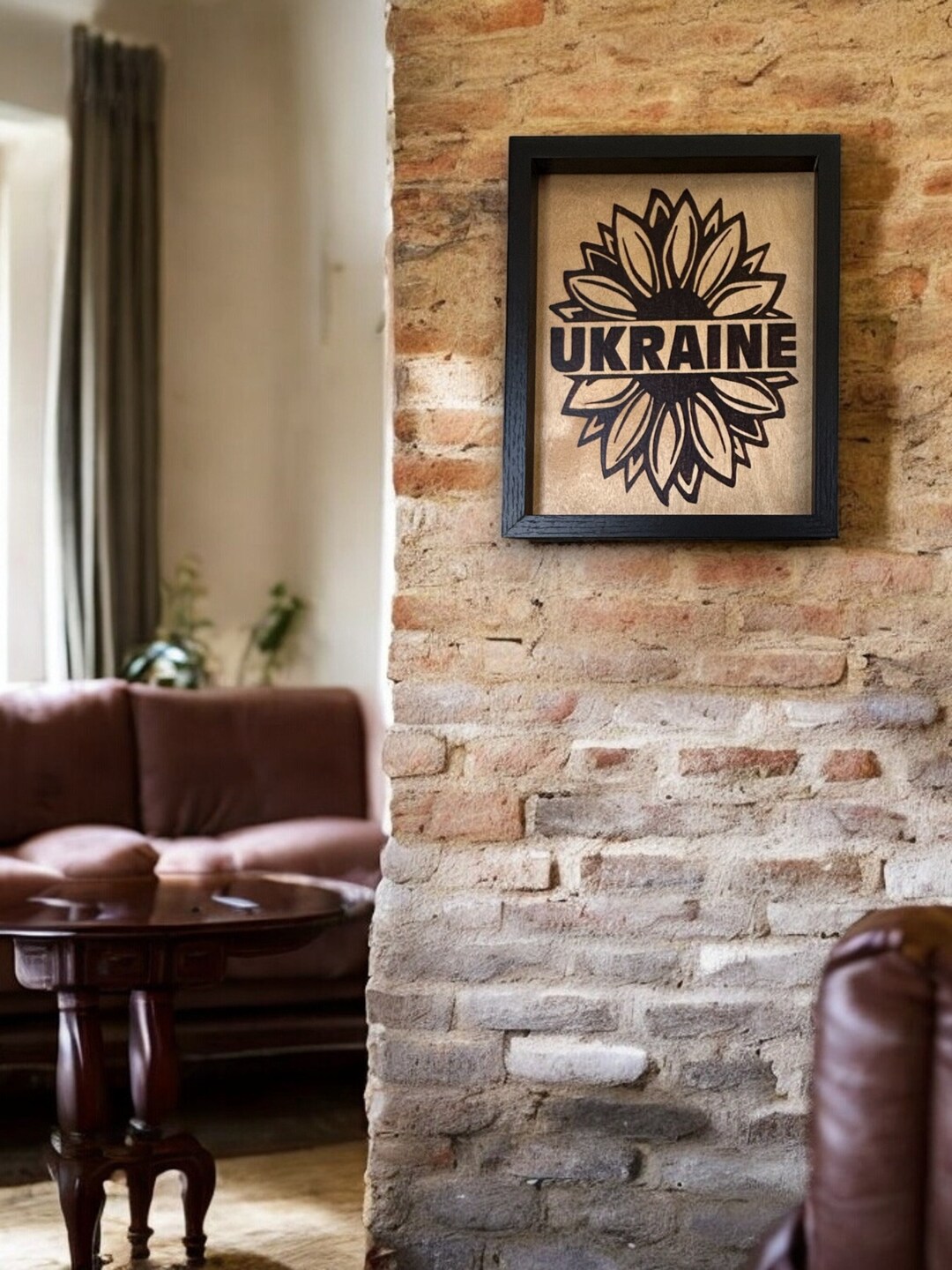 Rustic Wood Burned Sunflower Art, Handmade Ukraine Sign, Unique Wall ...