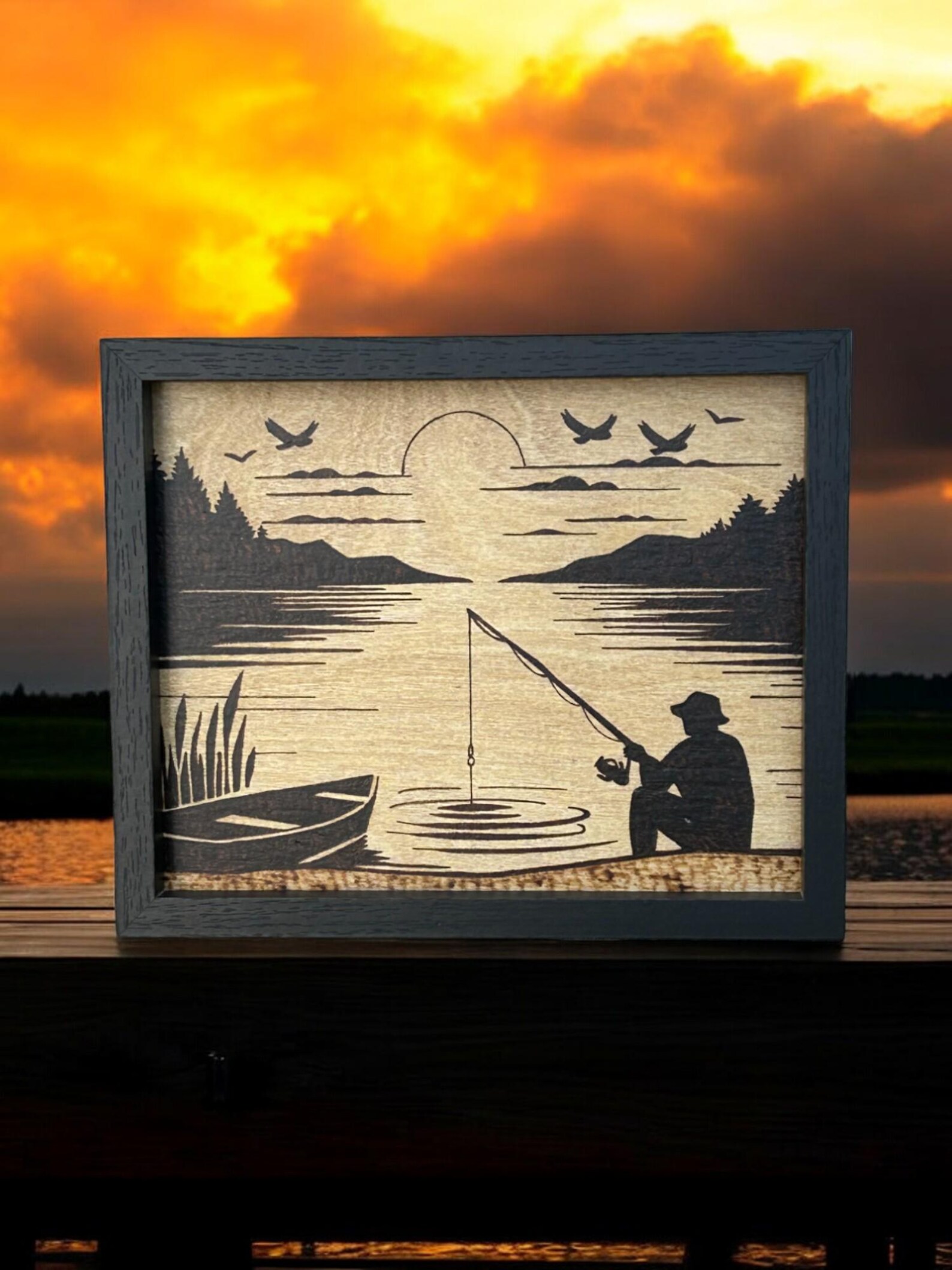 Handmade Rustic Wood Burned Scenic Fishing Sign for Cabin Wall Decor - Etsy